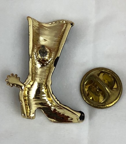 Western Cowboy Boot Lapel Pin Tie Tack Spurs Black Gold Tone Vintage | eBay