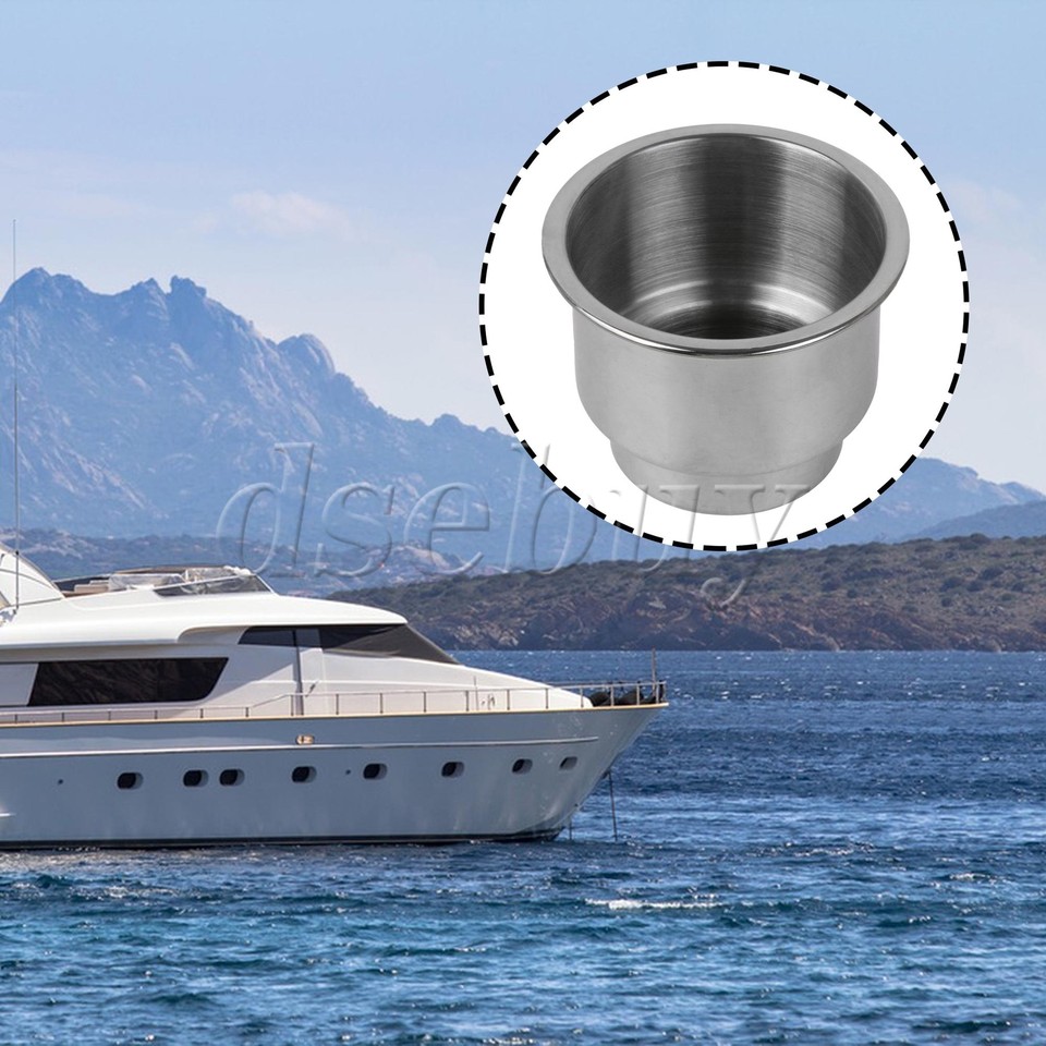 2Pieces Stainless Steel Boat Cup Holder with Drain for RV Camper Marine ...