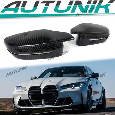 M Style Carbon Fiber Mirror Caps Replacement for BMW G80 M3 G82 G83 M4 ...