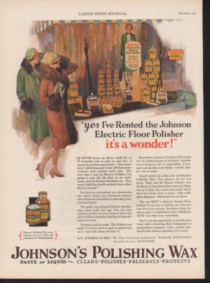 1927 JOHNSON POLISH WAX STOREFRONT FLAPPER DECOR FRED MIZEN ARTIST AD ...
