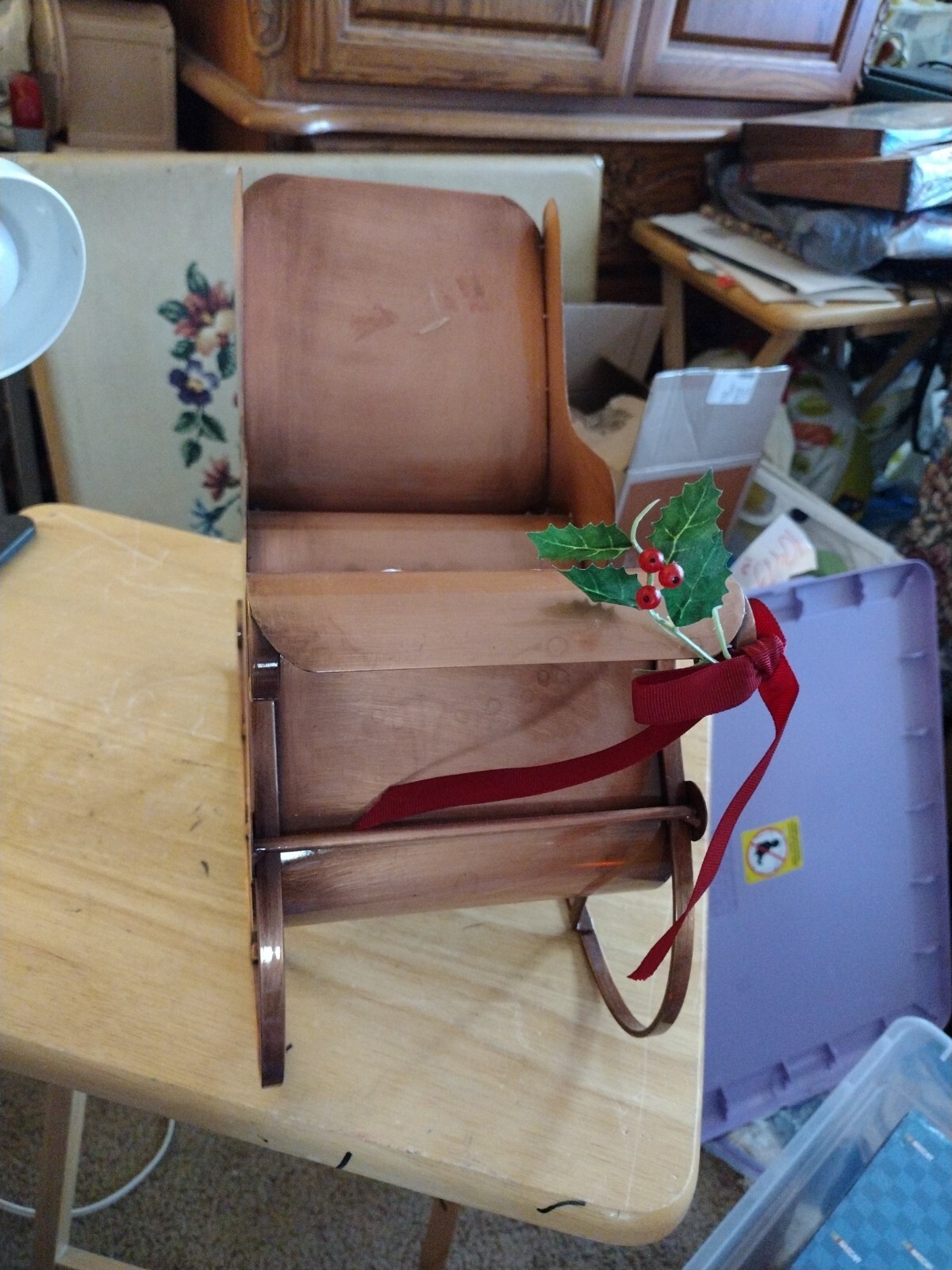 Copper Sleigh Jingle Bell 13X12" Christmas Decoration HUGE OLD ...