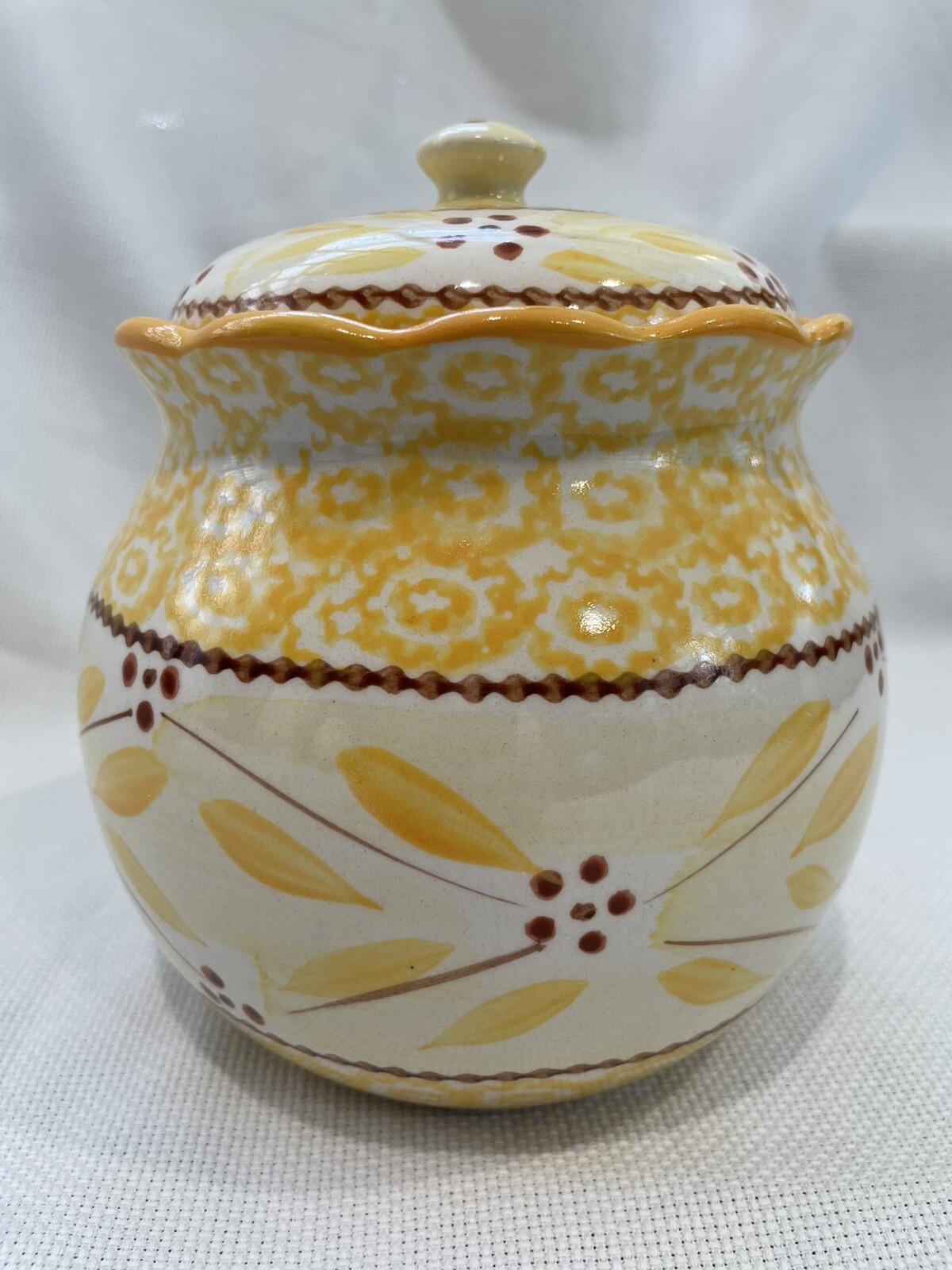 Temptations by Tara Yellow Old World Canister Cookie Jar with Lid 1.3 ...