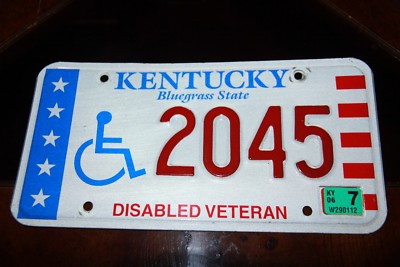 2006 KENTUCKY License Plate *** DISABLED VETERAN / RED WHITE & BLUE ...
