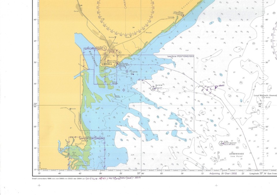 2934 Africa East Coast Mozambique Beira Rio Zambeze Chart Map Marine ...