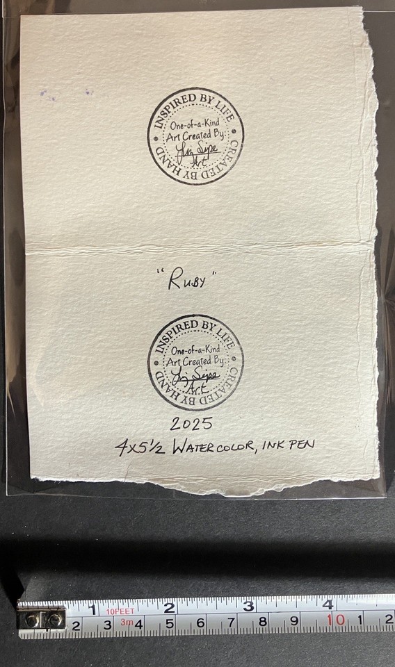 Liz Sipe Art “Ruby” Original Watercolor And Sharpie Black Ink 4x5 Inch ...