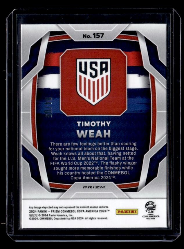 2024 Panini Prizm CONMEBOL Copa America #157 Timothy Weah Green SN | eBay