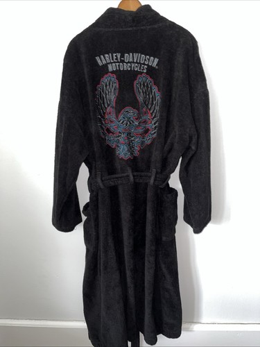 Harley Davidson Motorcycles Black Bath Robe cotton Logo Embroidered ...