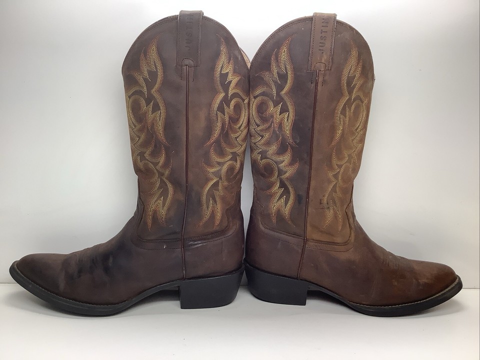MENS JUSTIN COWBOY BROWN BOOTS SIZE 9 D | eBay