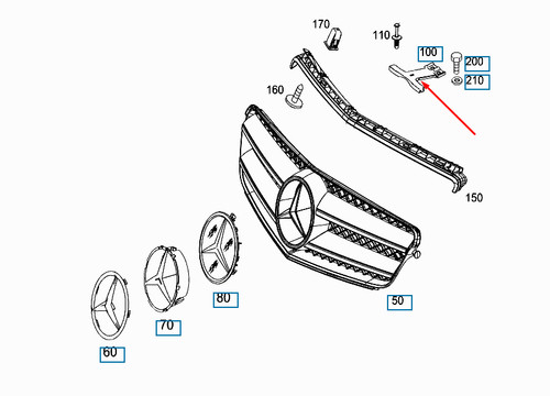 NEW MERCEDES-BENZ C-CLASS W204 RADIATOR GRILLE BRACKET A2048851136 ...