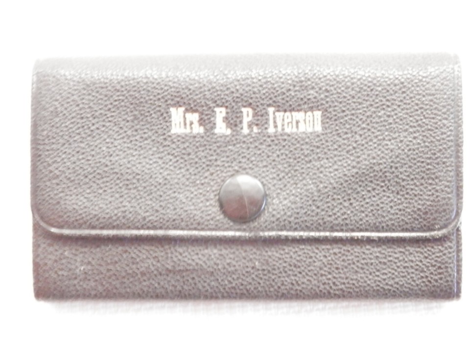Victorian Leather Calling Card Holder Wallet “Mrs. E.P. Iverson” w/Card ...