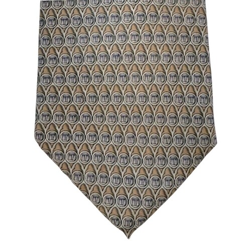 Stonehenge 100% Silk Hand Made Neck Tie Gold Green Grey Abstract Print ...