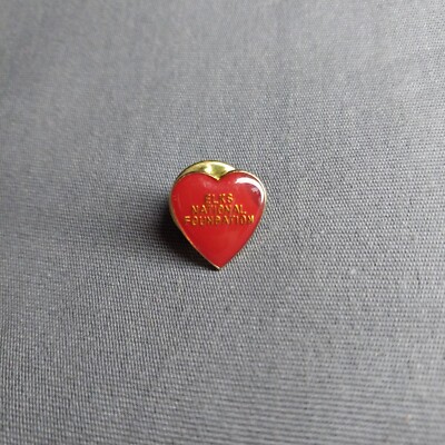 Elks National Foundation Red Heart 1/2" Hat Jacket Lapel Pin | eBay
