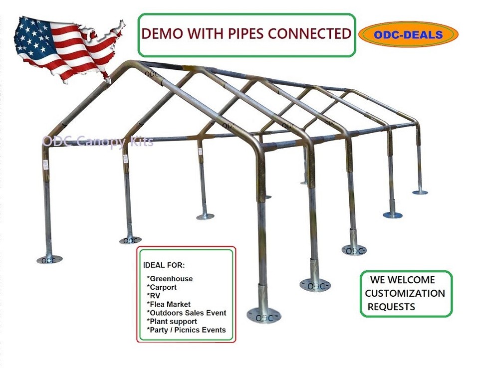 10x40 Carport Canopy Kit +Tarp for 1-5/16" Fence Pipe no Poles/Legs RV ...