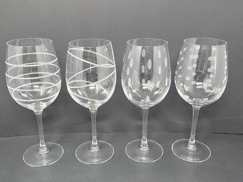 Lot of 4 ARC FRANCE Crystal Wine Glasses Goblets Different Designs ...