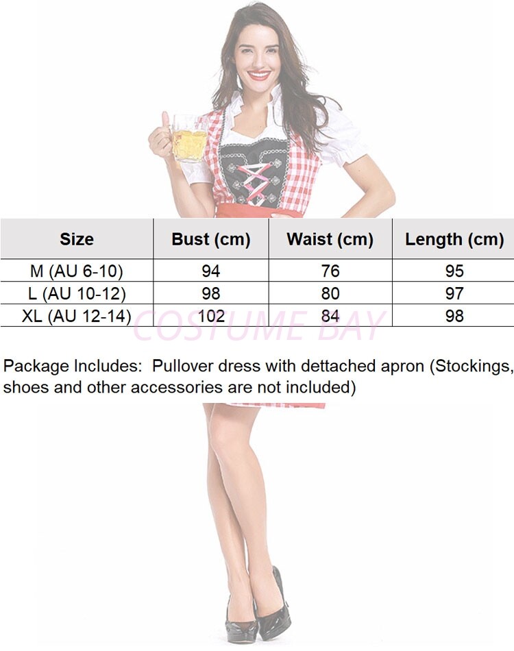 Oktoberfest Beer Girl Costume Octoberfest German Bavarian Wench Maid ...