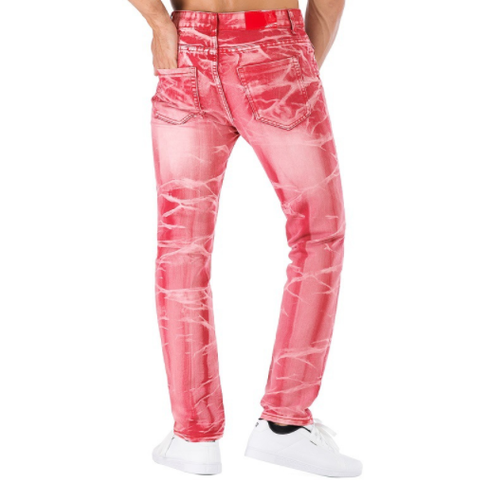 Men's Straight Pants Slim Fashion Multi Color Jeans Youth Casual Cowboy ...
