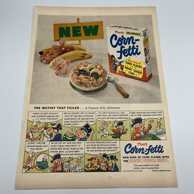 1953 Post Cornfetti Cereal Vintage Print Ad 10x14" Captain Jolly ...