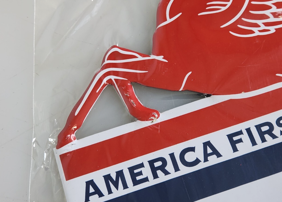 Mobil Oil America First Pegasus Gas Embossed Metal License Plate Topper ...