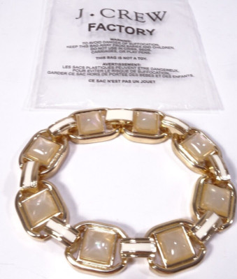 J.Crew Women's Cream Stone Enamel Link Clasp Bracelet NIB 48 | eBay