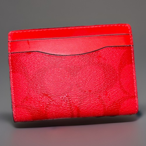 Coach Red Signature Canvas Magnetic Card Case | eBay