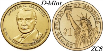 2014 D Warren G Harding Presidential Dollar BU Coin from the U.S. Mint ...