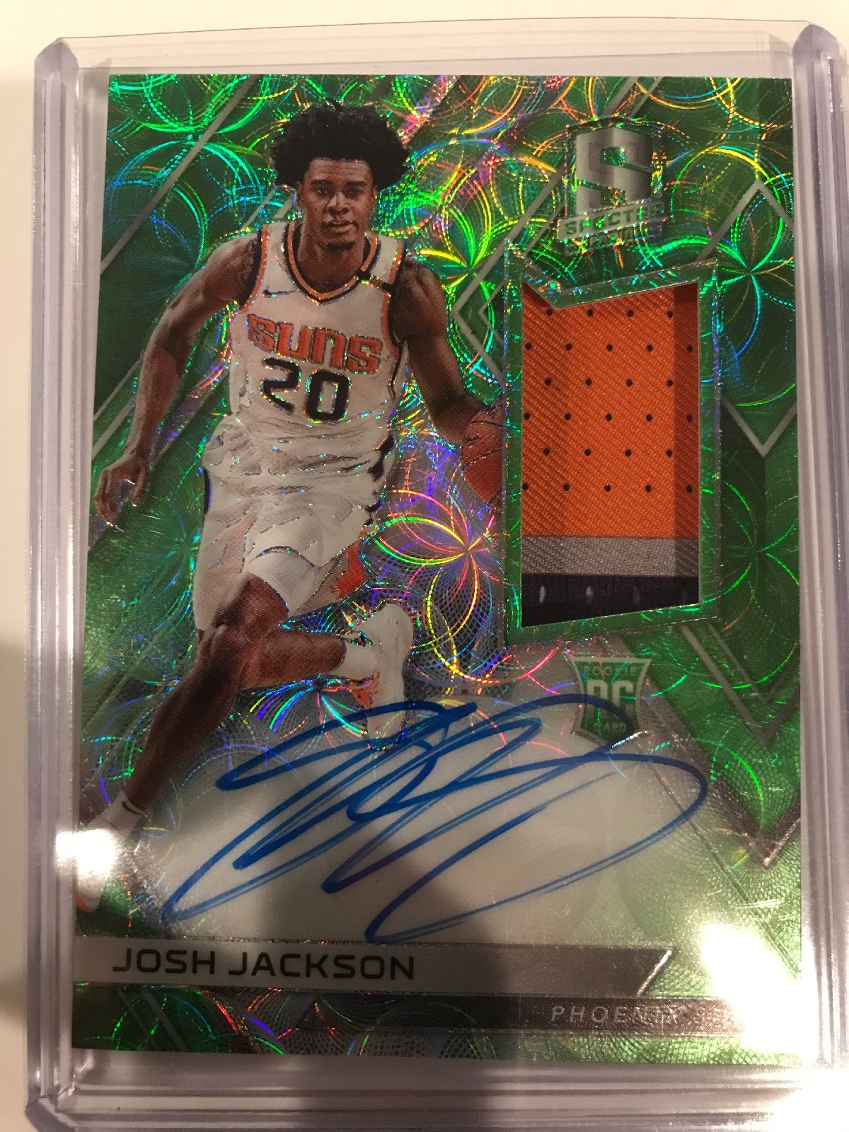 2017–18 Spectra Josh Jackson Neon Green Auto 3 Color Jersey Patch RC 5/ ...