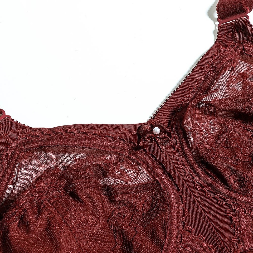 Full Coverage Bralette Wirefree All-Around Comfort Bra Floral Lace Plus ...