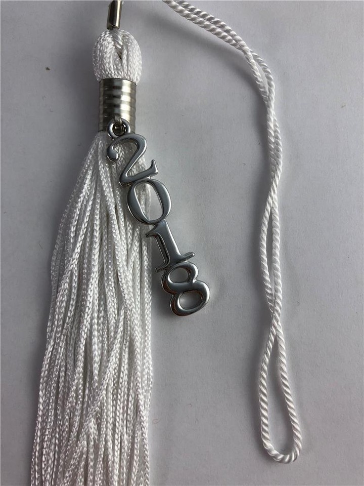 NEW Class of 2018 White With Silver Charm Jostens Graduation Tassel 9 ...