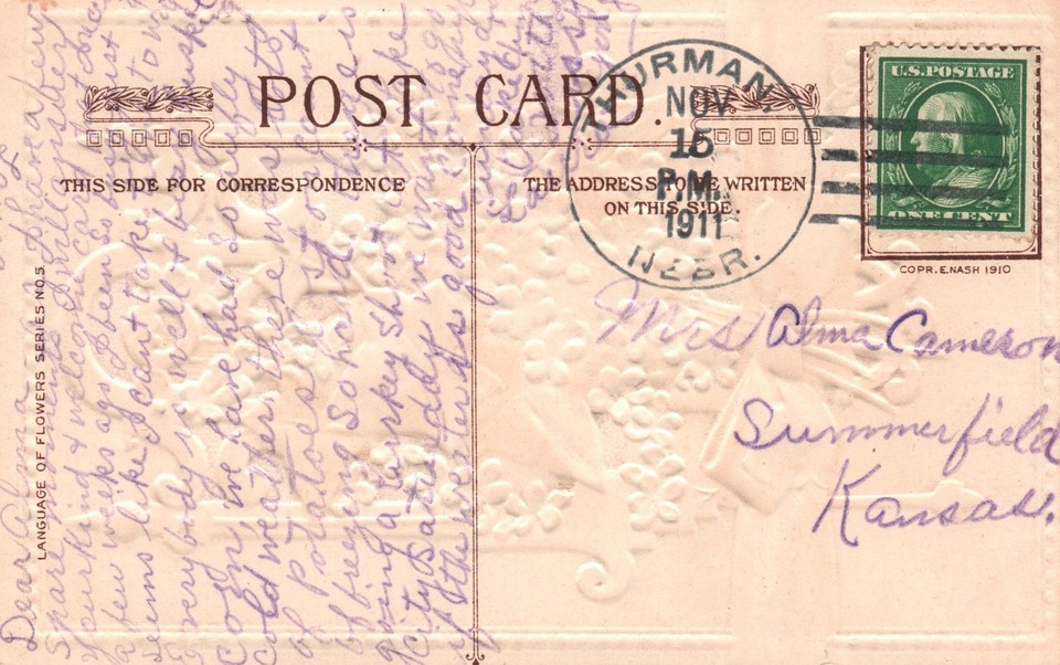 1911 Forget Me Not True Love Blue Ribbons Greetings & Wishes, Vintage ...