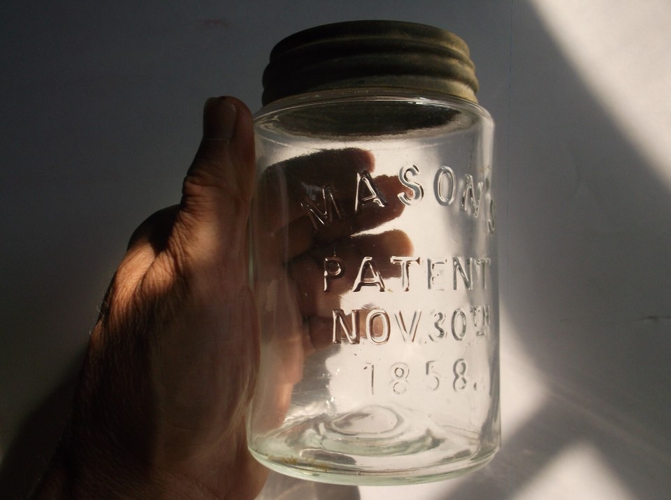 ANTIQUE VINTAGE MASON CANNING JAR WITH ZINC LID - NOV 30th 1858 - CLEAR ...