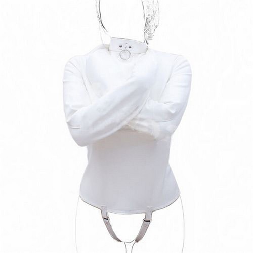 White Asylum Straight Jacket Costume S/M L/XL BODY HARNESS Restraint ...