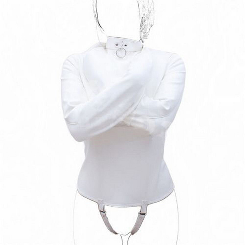White Asylum Straight Jacket Costume S/M L/XL BODY HARNESS Restraint ...