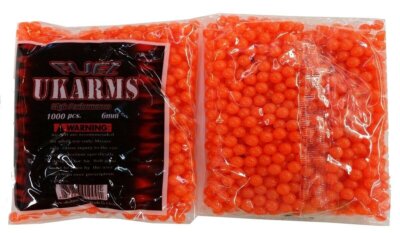 Lot of 2 - ORANGE 1,000 each AIRSOFT BBs Pellets 6mm .12g - 2,000 Total ...