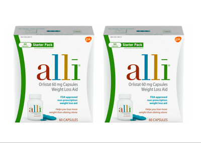 2 Packs! alli Orlistat 60mg Weight Loss Pills/Starter Packs: (120 ...