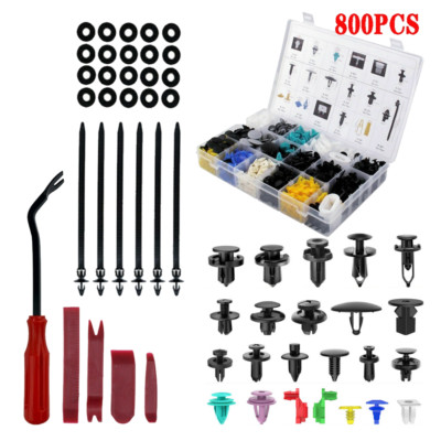 800pcs Car Body Trim Clips Plastic Push Pin Rivet Screw Panel Fasteners ...