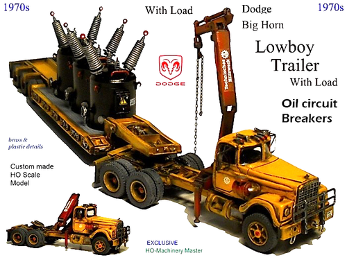 HO Scale Dodge Lowboy Trailer Custom made painted & weathered 1/87 FSM ...