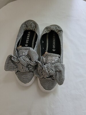 Converse Chuck Taylor All Star Knot Slip with Bow Black White Shoes ...