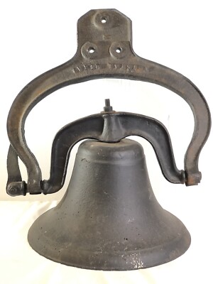 Antique School Church Farm Crystal Metal No 2 Cast Iron Bell & Yoke ...