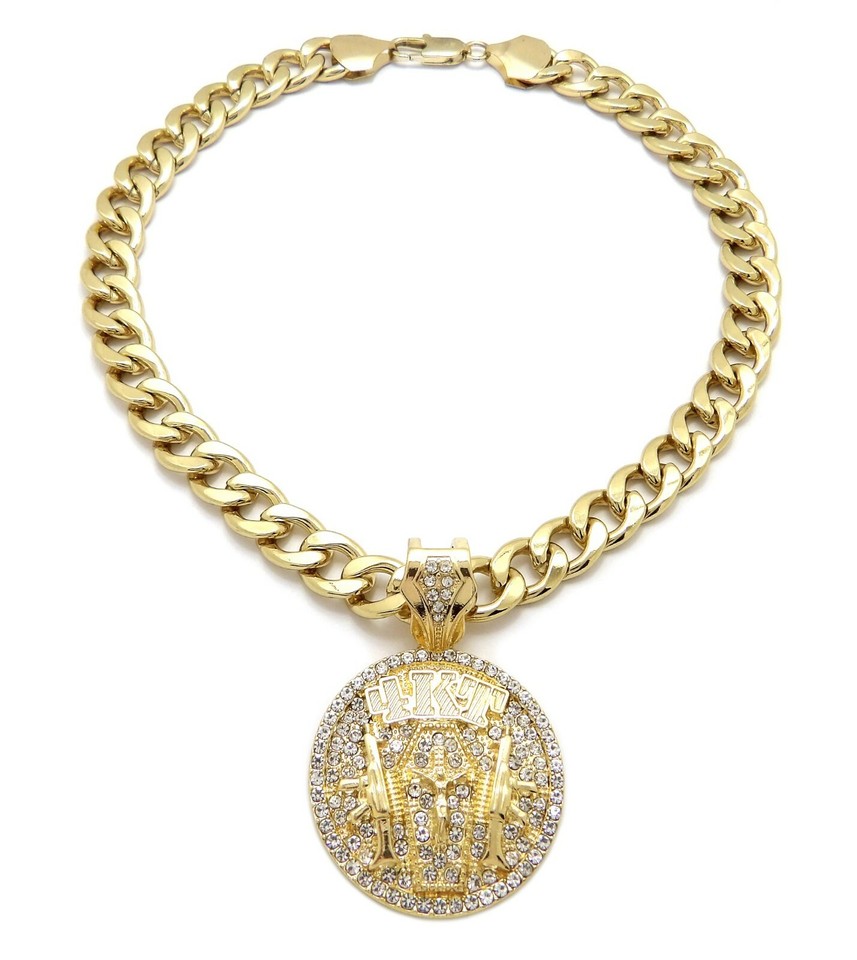 Hip Hop NBA YoungBoy 4KT Pendant & 10mm 18" 20" 24" 30" Cuban Chain ...