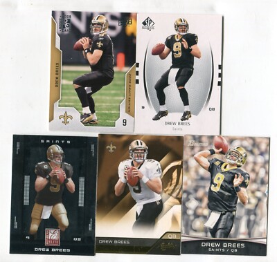 Drew Brees 5 Football Card Lot NEW ORLEANS SAINTS CHARGERS PURDUE (LOT ...