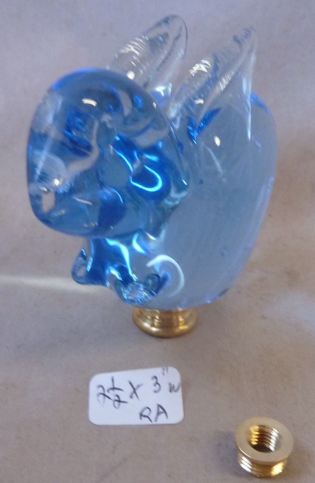 Lamp Finial BLOWN CRYSTAL Art Animal Glass Rabbit 2 1/2" h x 3"w (RA ...