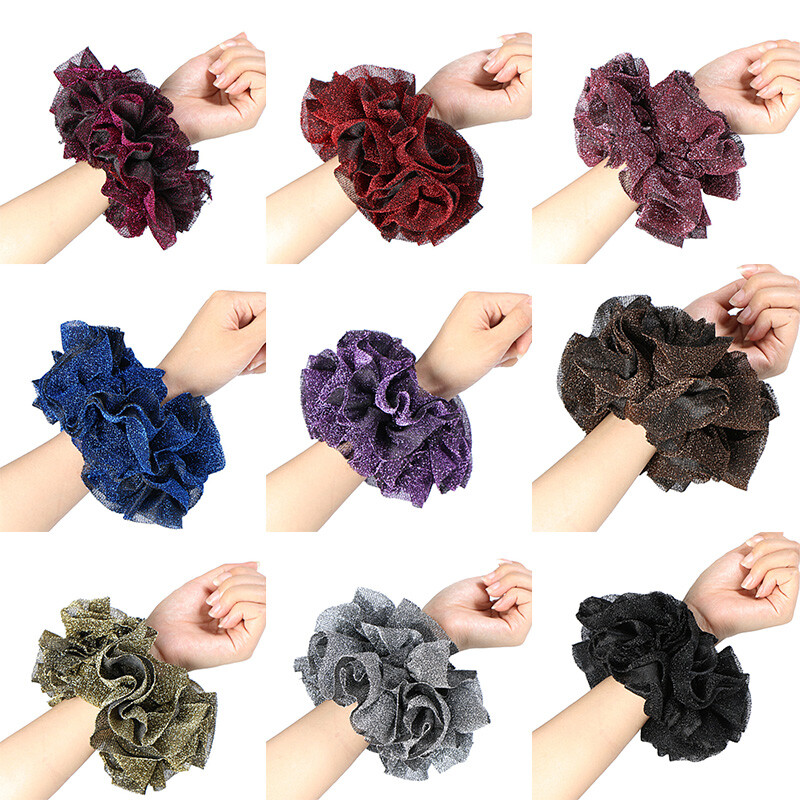 Volumising Scrunchie Gold Velvet Big Hair Tie Bun Clip Hijab Scarf ...
