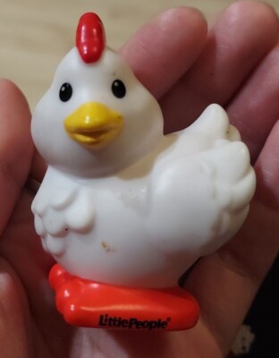 Fisher Price Little People WHITE FARM CHICKEN HEN Nativity Stable Zoo ...