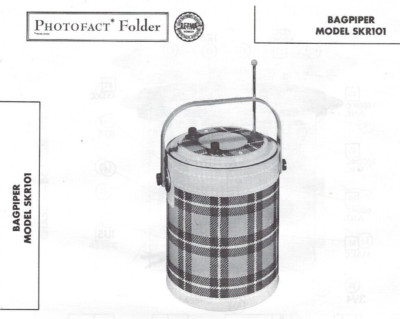 1956 BAGPIPER SKR101 PORTABLE Tube AM RADIO Photofact SKR-101 Picnic ...