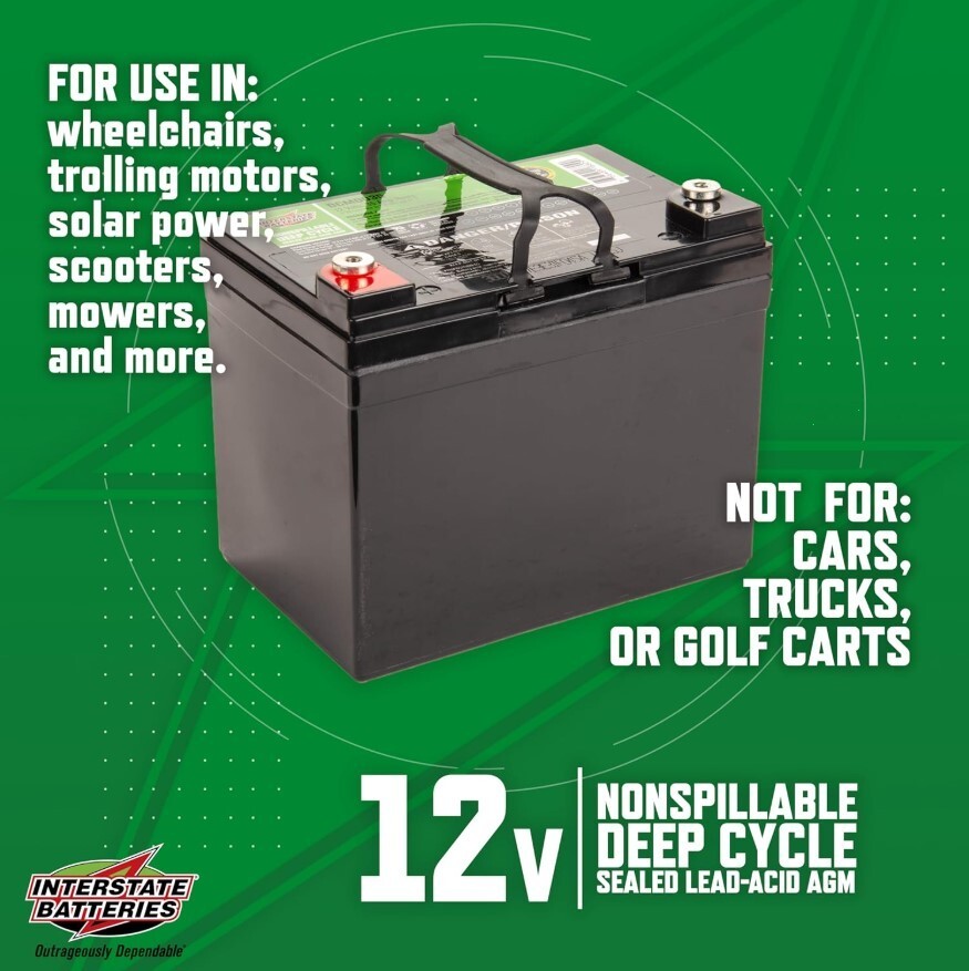 Interstate Batteries 12V 35Ah AGM Deep Cycle Battery (DCM0035) | eBay
