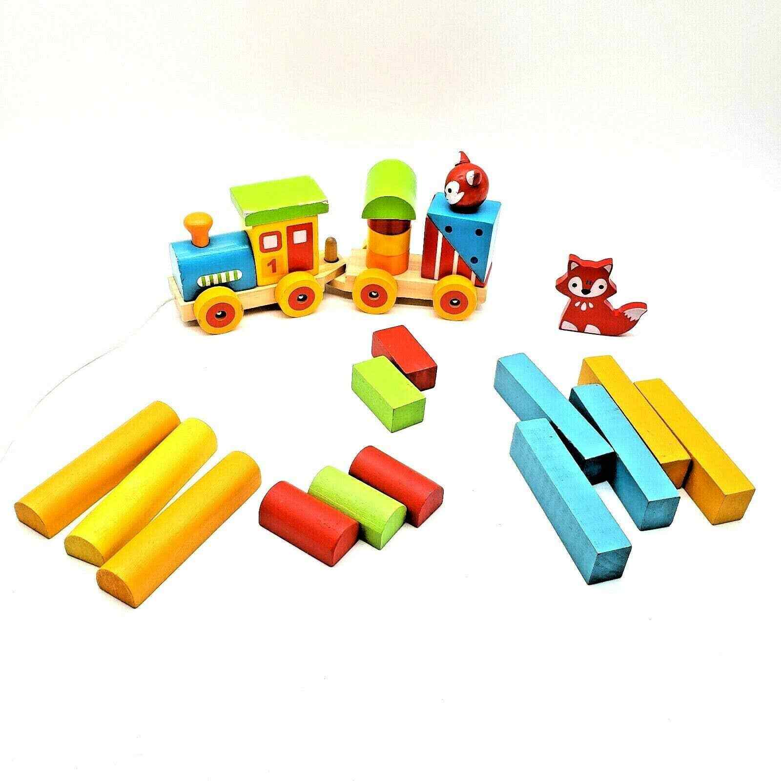 Wood Stacking Train and Wooden Blocks 23 Pcs | eBay