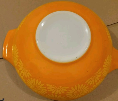 Vintage Pyrex #444 Orange Yellow Daisy Sunflower Cinderella 4qt Mixing ...