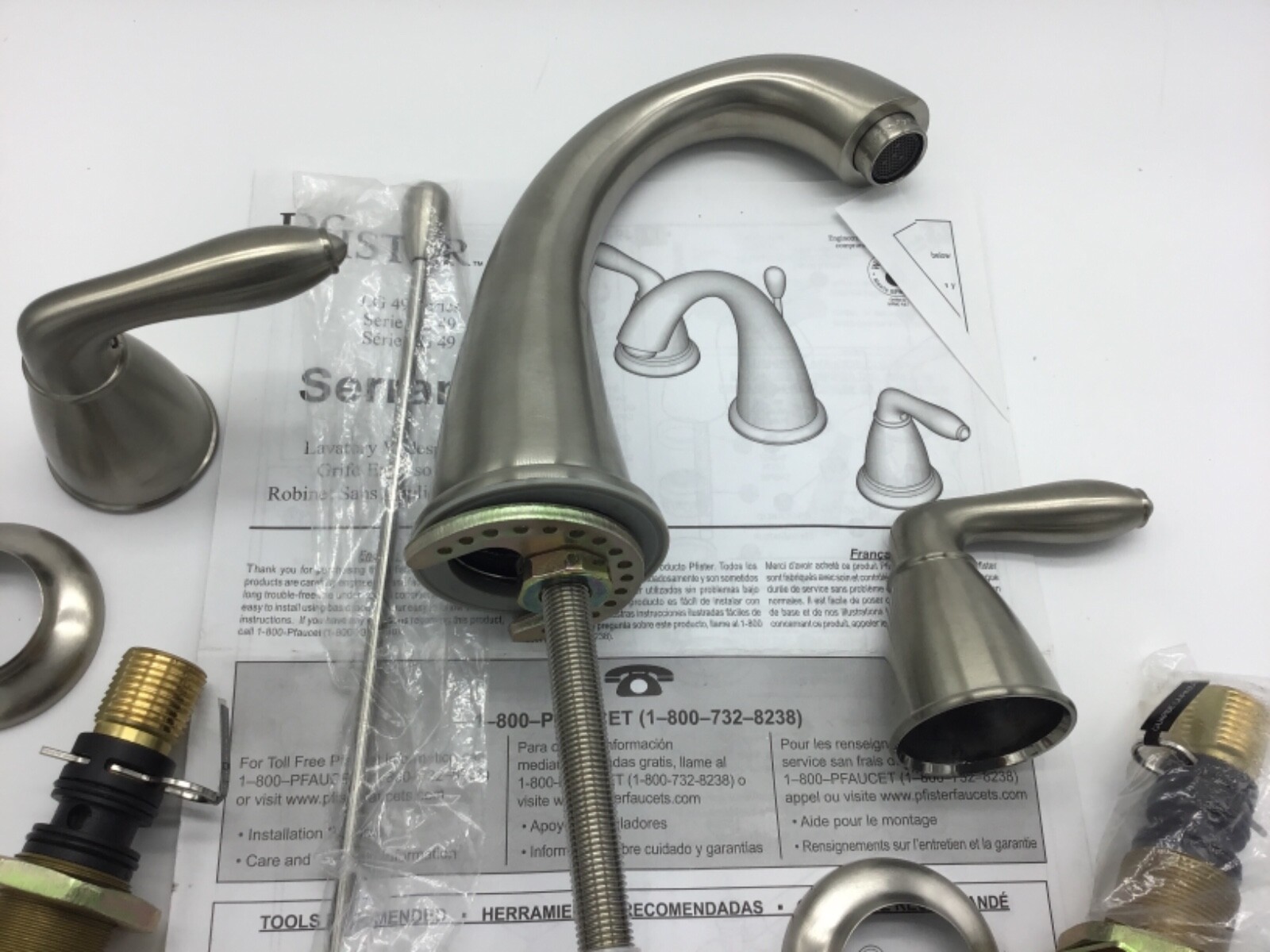 PFISTER LG49-SROK SERRANO WIDESPREAD 2 LEVER HANDLE BATHROOM SINK ...