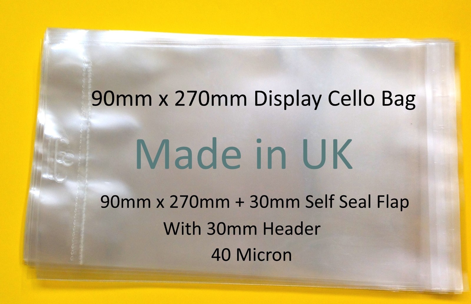 EUROSLOT Retail Display Cello Bag - Self Seal Clear Cellophane Bags ...