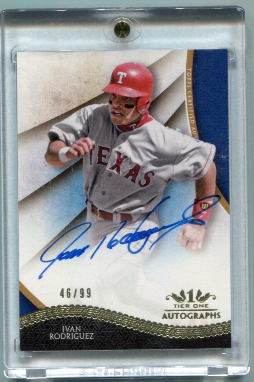 2017 Topps Tier One - IVAN RODRIGUEZ - Autograph - TEXAS RANGERS #d 46/ ...